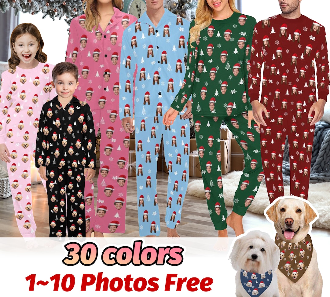 Custom Face Pajamas Set,personalized Photo Long Sleeve Pajamas,custom ...