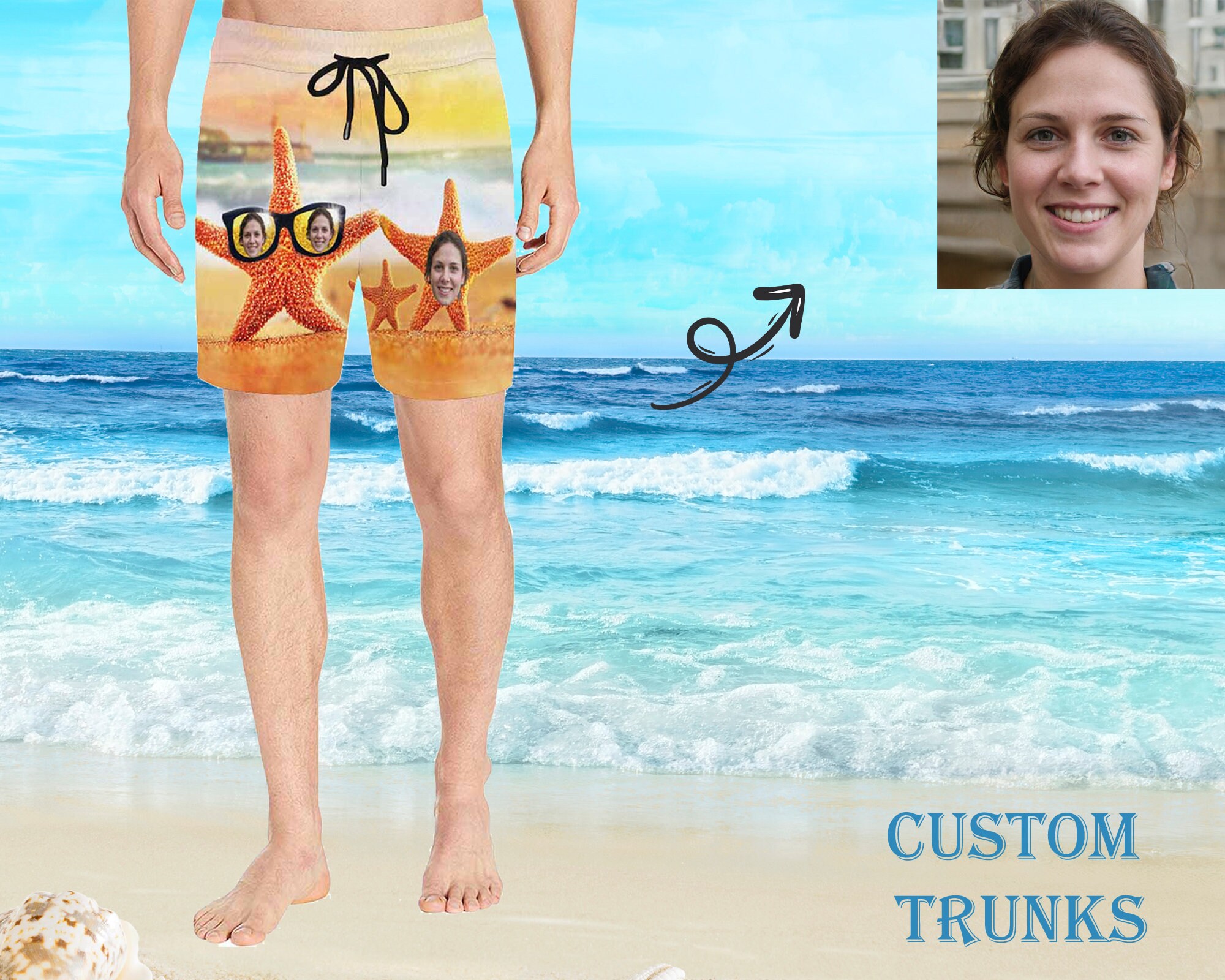 Custom Funny Swim Shorts With Faces My Pen Is Huge Customized Etsy