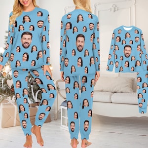 Custom Pajamas With Face,personalized Photo Long Sleeve Pajama Set ...