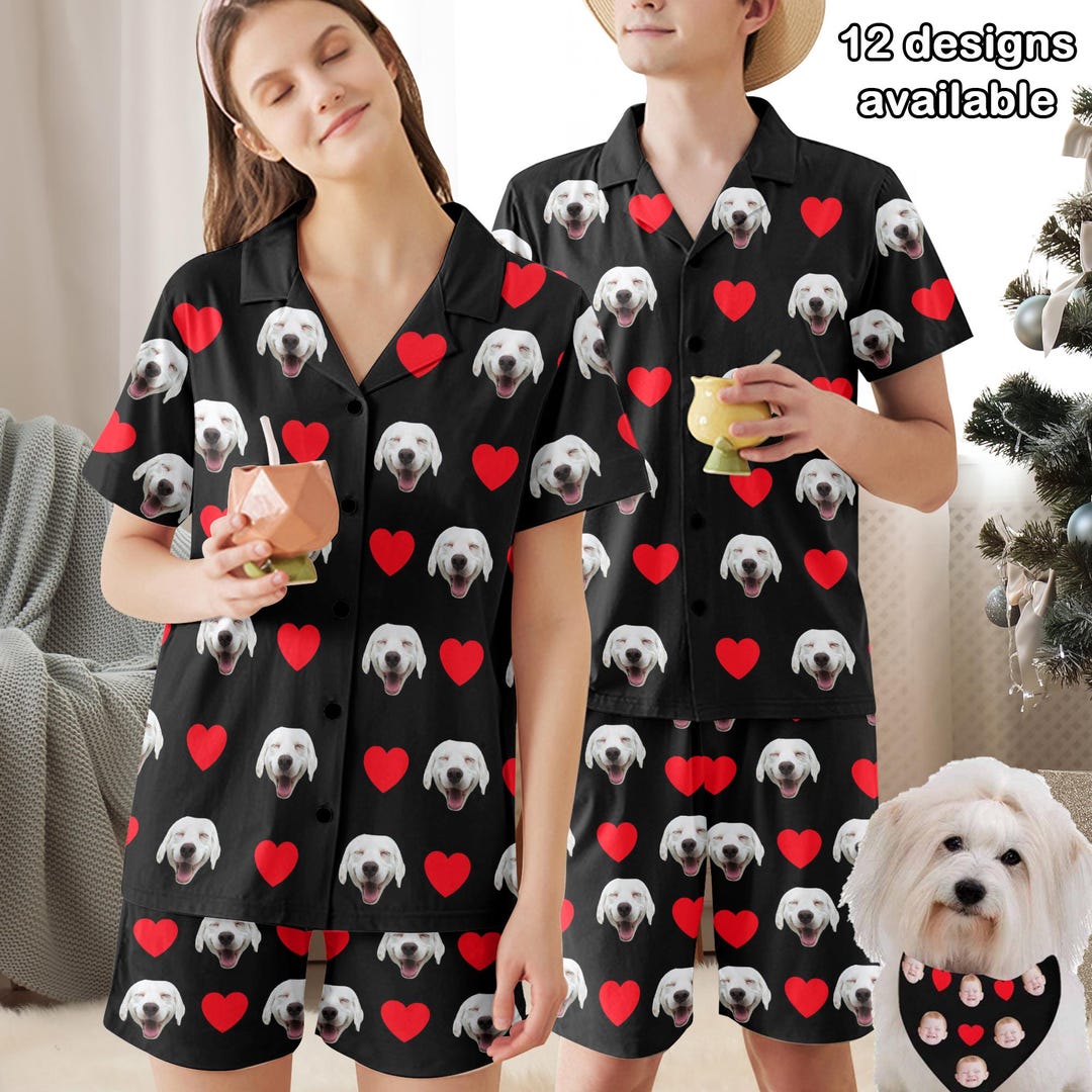 Custom Pajama Set,personalized Face Short Pajamas for Men/women,custom ...