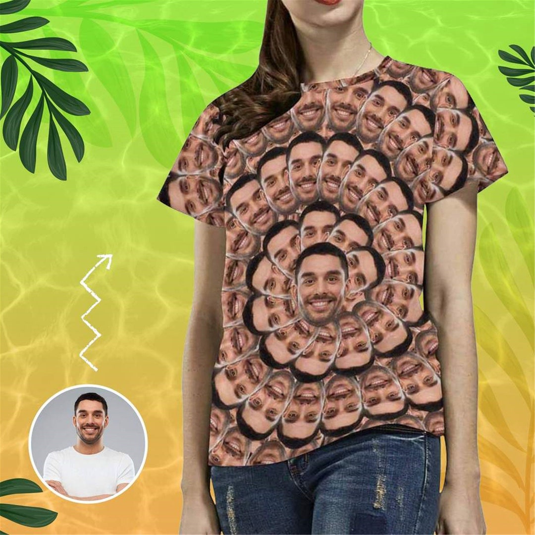Custom Face T-shirt for Women,personalized Short Sleeve Shirt With ...