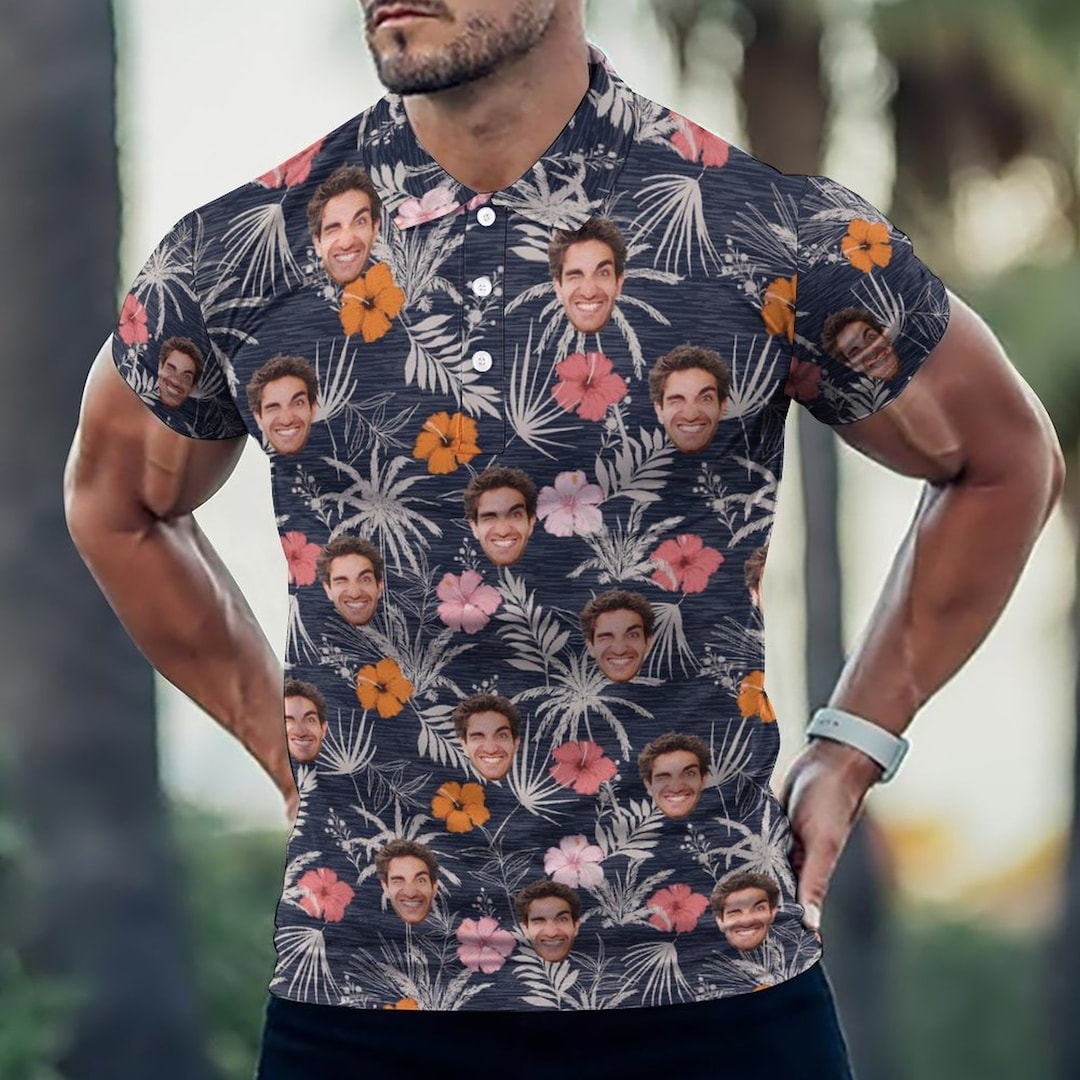 Custom Polo Shirt for Men Personalized Short Sleeve Golf Shirt With Picture Logo Face Photo ...