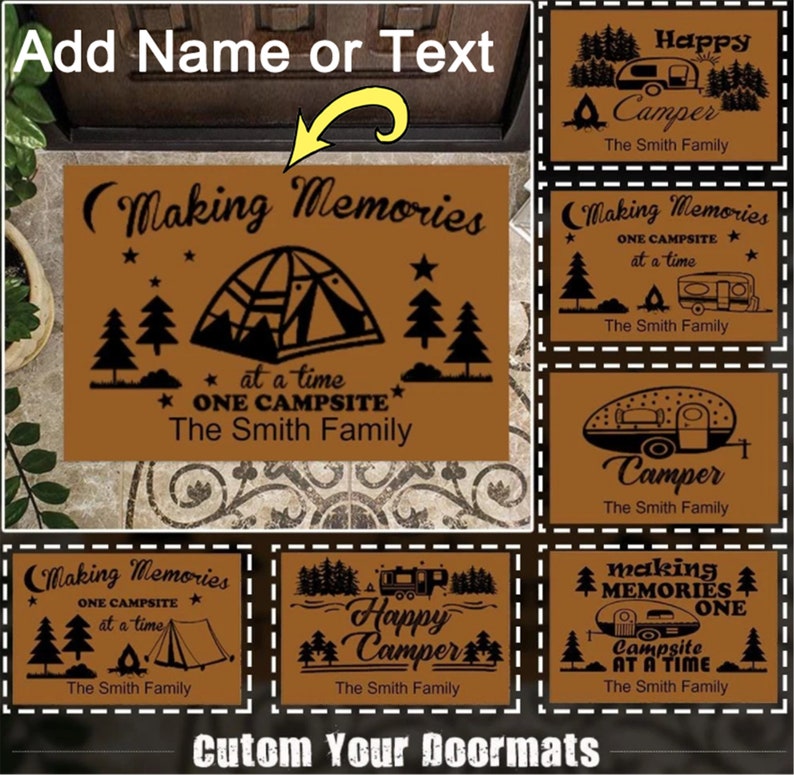 Custom Happy Campers Camping Door Mat Floor Personalized Name | Etsy
