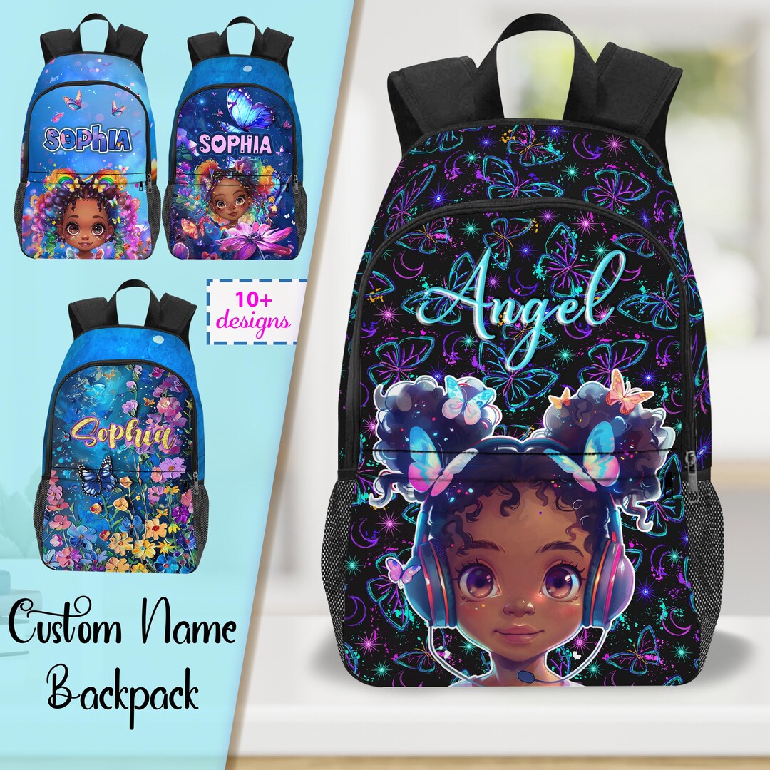 Custom Afro Black Girl Backpack,back to School,personalized Name ...