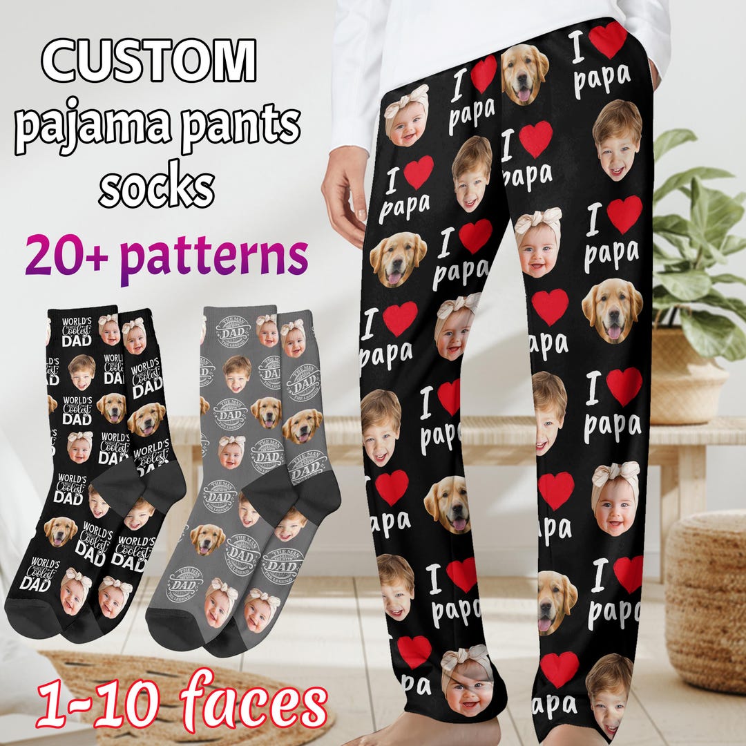 Custom Face Pajama Pants,personalized Best Dad Pajamas Socks,custom ...