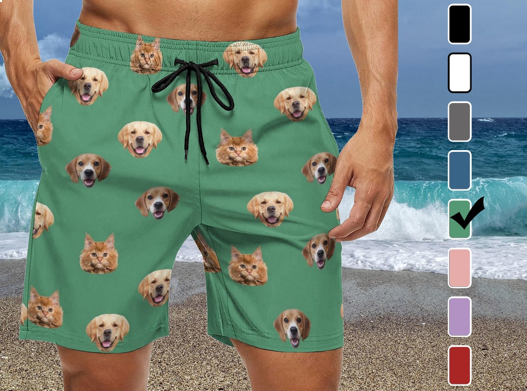 Custom Face Swim Trunks,personalized Beach Shorts With Dog Photo,custom ...