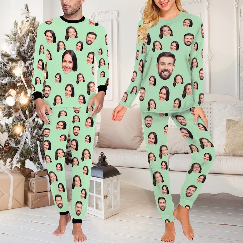 Custom Pajamas With Facepersonalized Photo Long Sleeve Pajama - Etsy