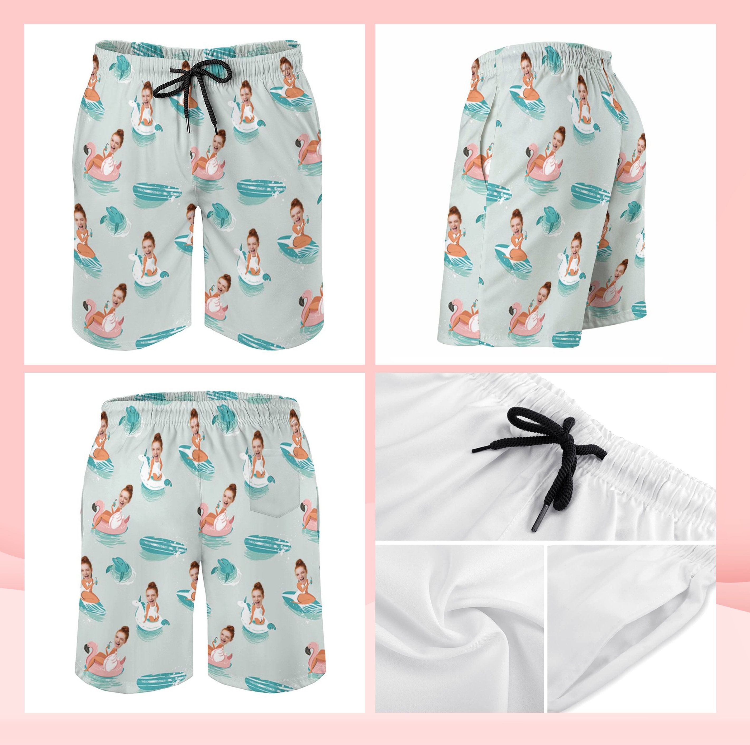 Custom Swim Trunks with Photo,Personalized Face Beach Shorts sold by ...