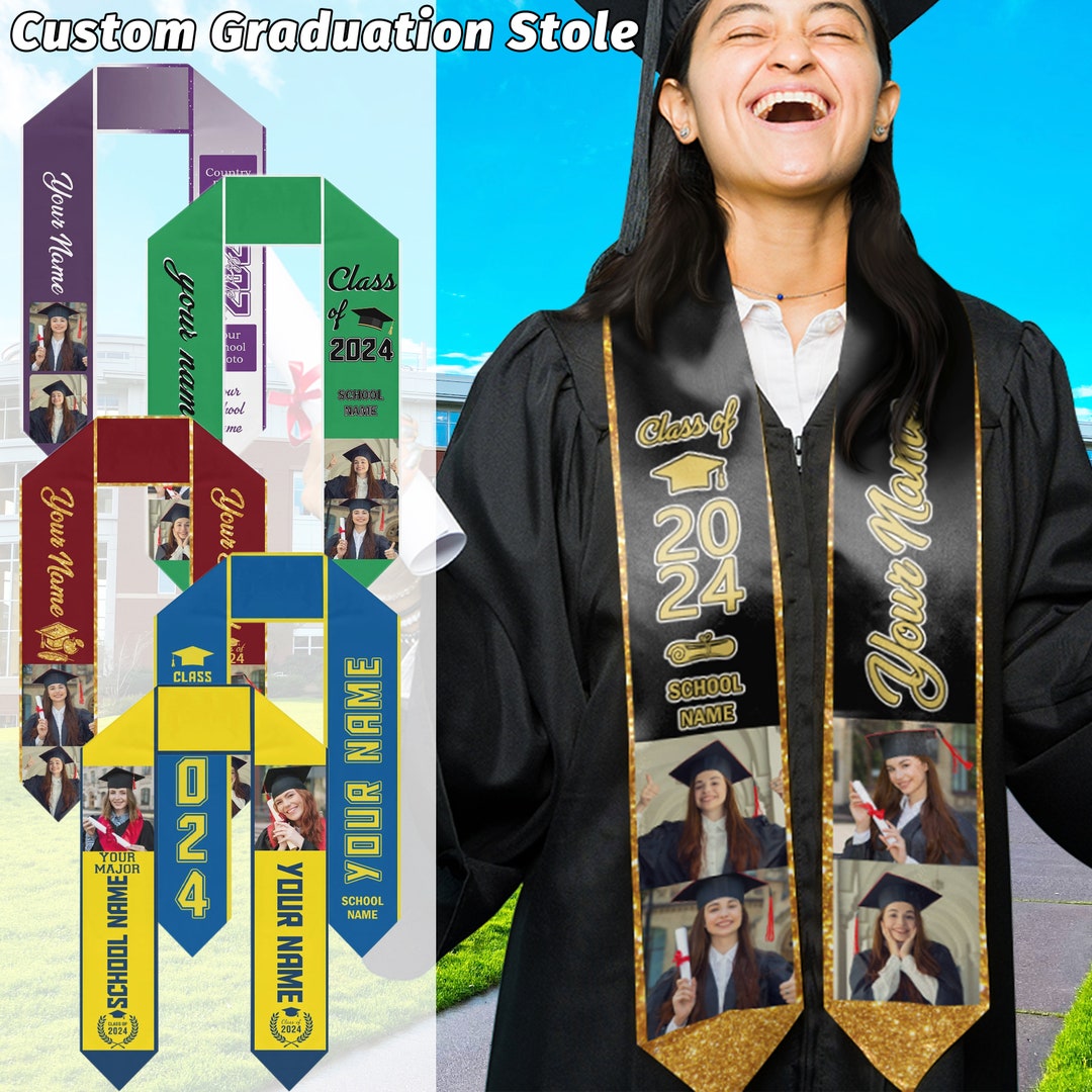 Custom 2024 Graduation Stole Customize Name Photo Graduation Stole ...