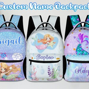 Custom Name Mermaid Backpack,back to School,personalized School Bag for ...