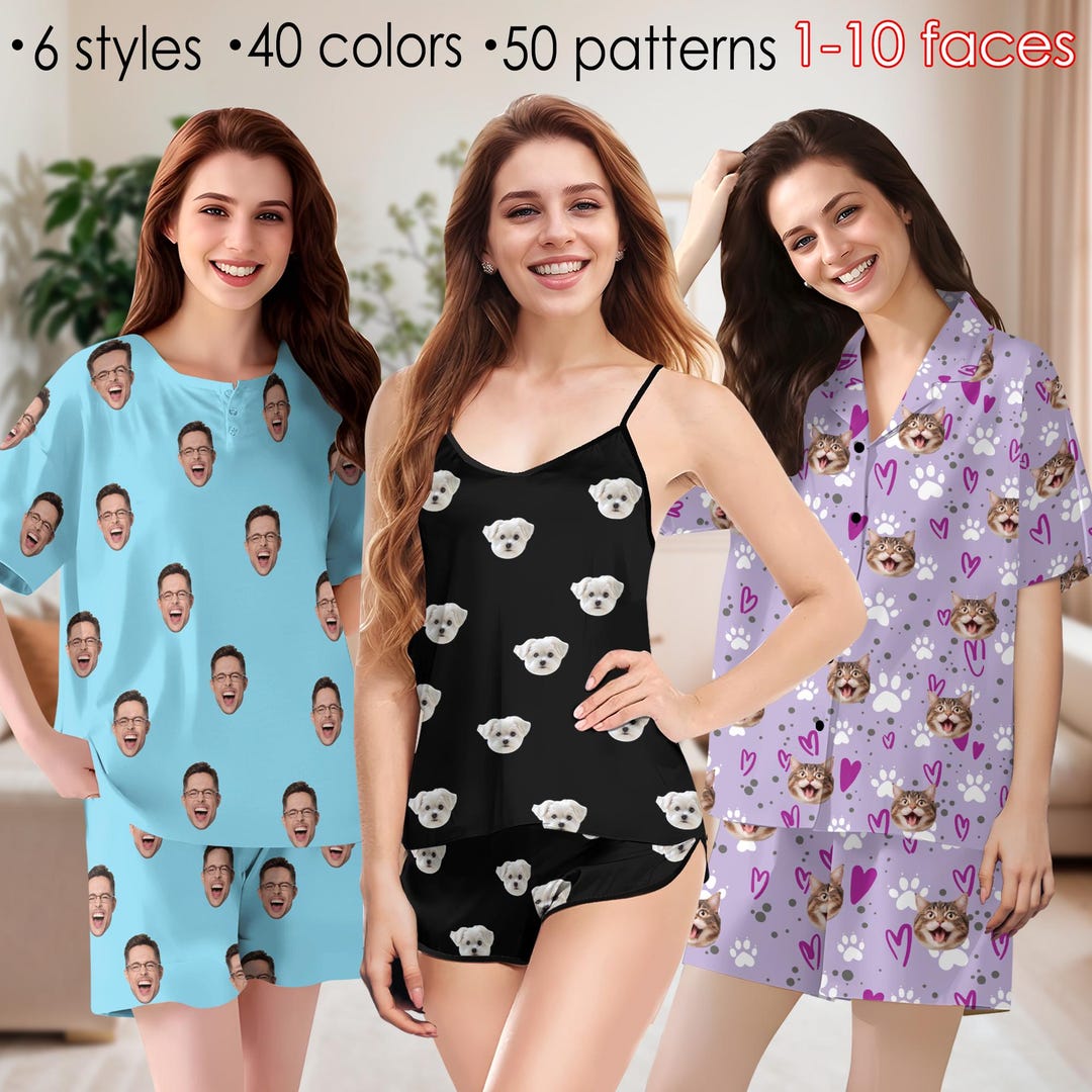 Custom Face Pajama Set, Personalized Photo Pajamas for Women - Etsy