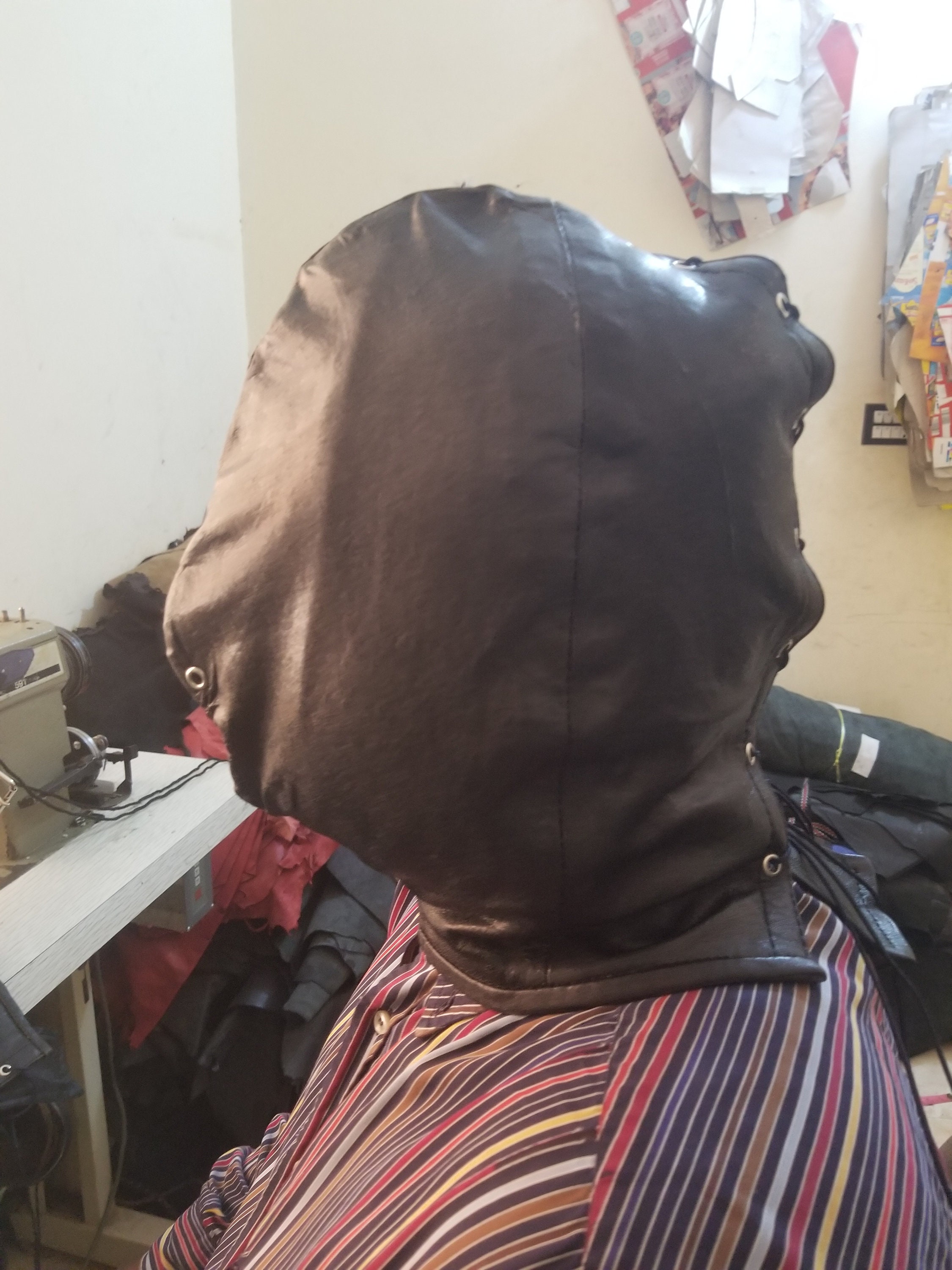 Real Leather Bondage Submissive GIMP Hood Adult Halloween Full Face ...
