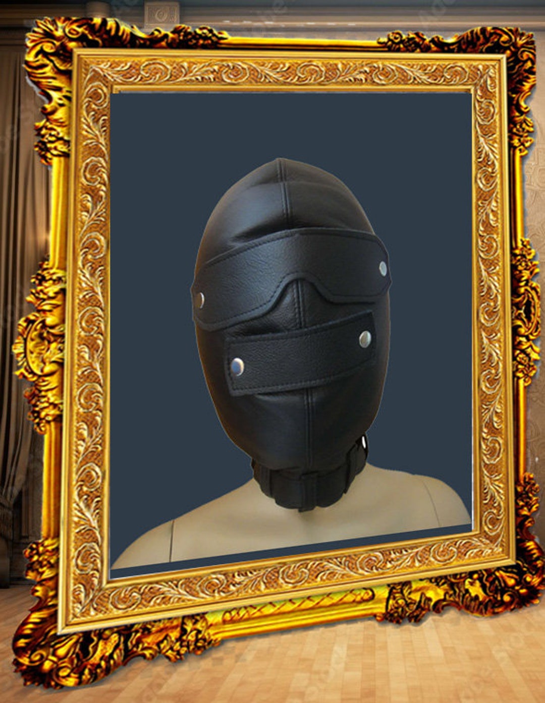 Real Leather Bondage Submissive Hood Blindfold Gimp Cosplay Halloween ...