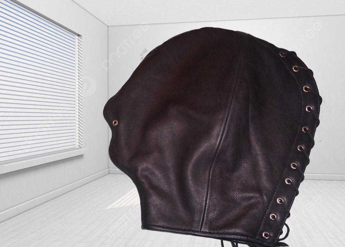 Real Leather Bondage Submissive GIMP Hood Adult Halloween Full Face ...