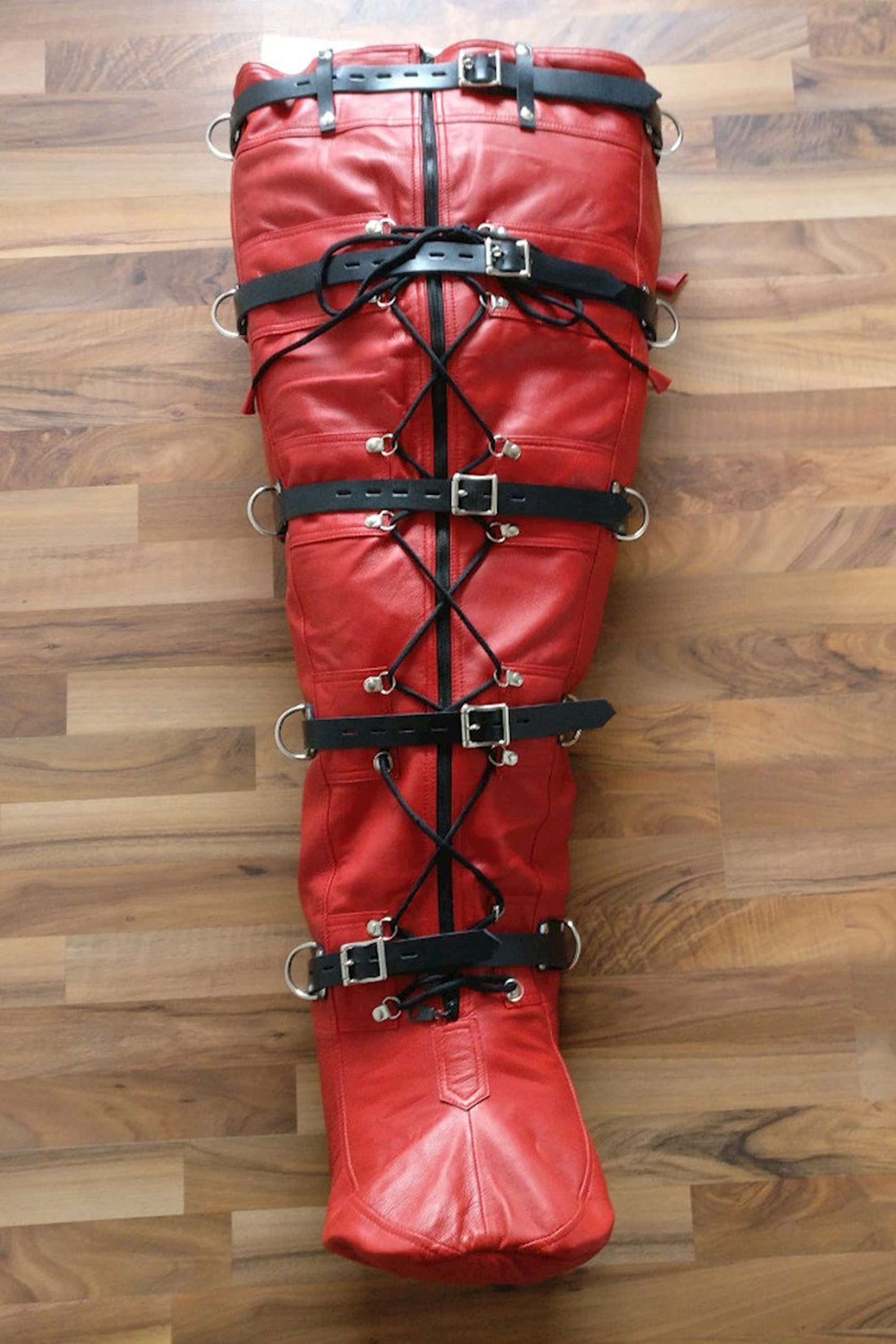 Real Leather Leg Binder Mermaid Body Harness Straitjacket Restraint Bondage Roleplay Fetish