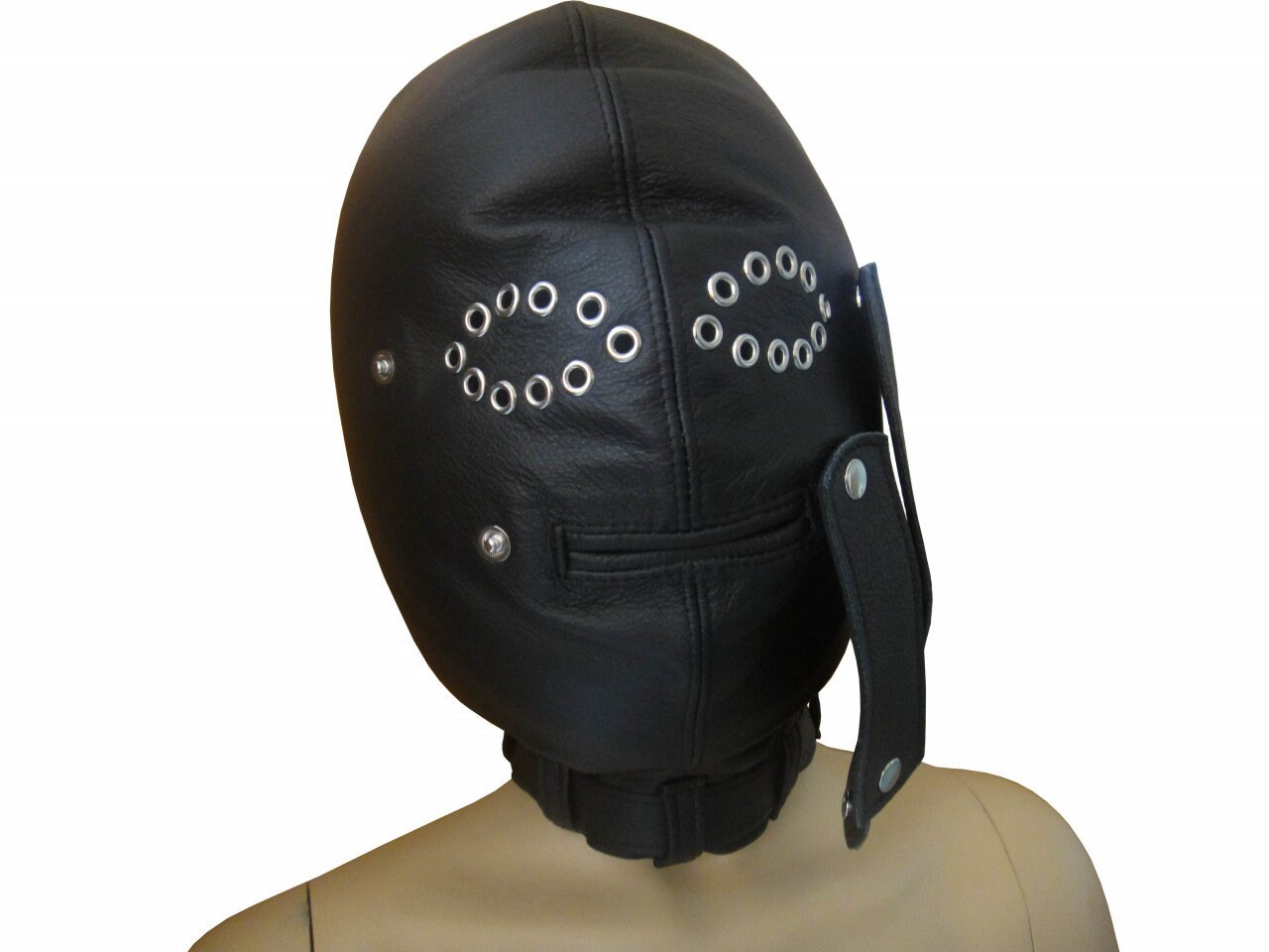 Real Leather Bondage Submissive Hood Blindfold Gimp Cosplay Halloween ...