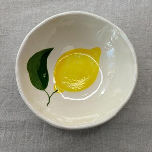 Handmade and Hand Painted Ceramic Bowl “lemon Party” Small - Etsy