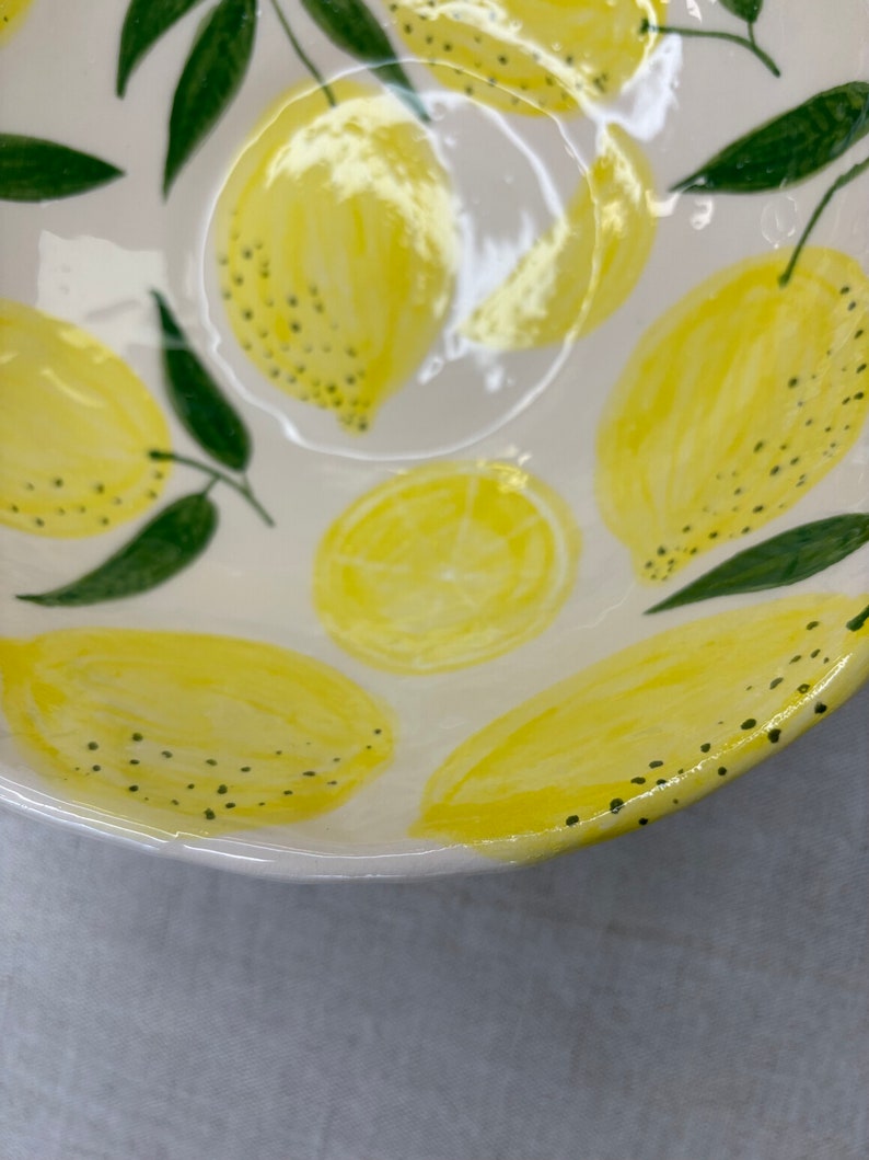 Handmade and Hand Painted Ceramic Bowl lemon Party - Etsy UK