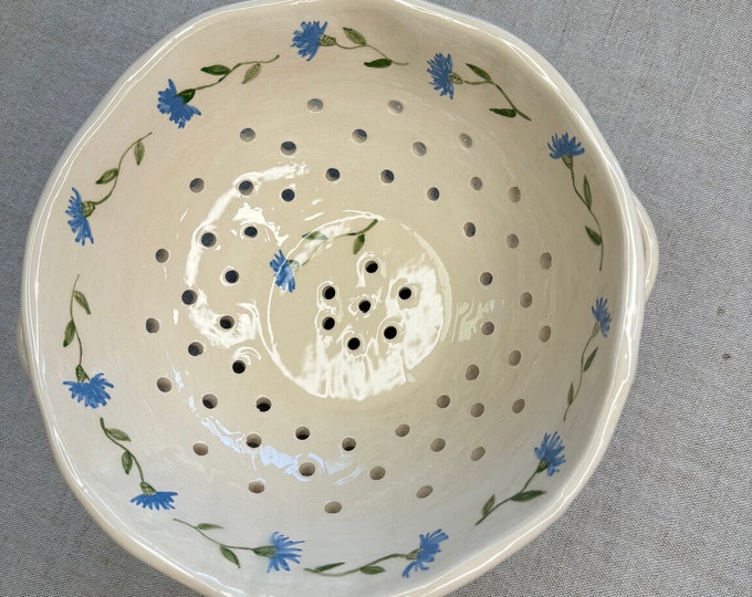 Handmade Pottery Berry Bowl Speckled Ceramic Colander Great Foodie Gift ...
