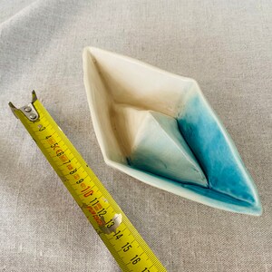 Ceramic Paper Boat, Azure Paper Boat Art Object, Good Luck Paper Boat ...