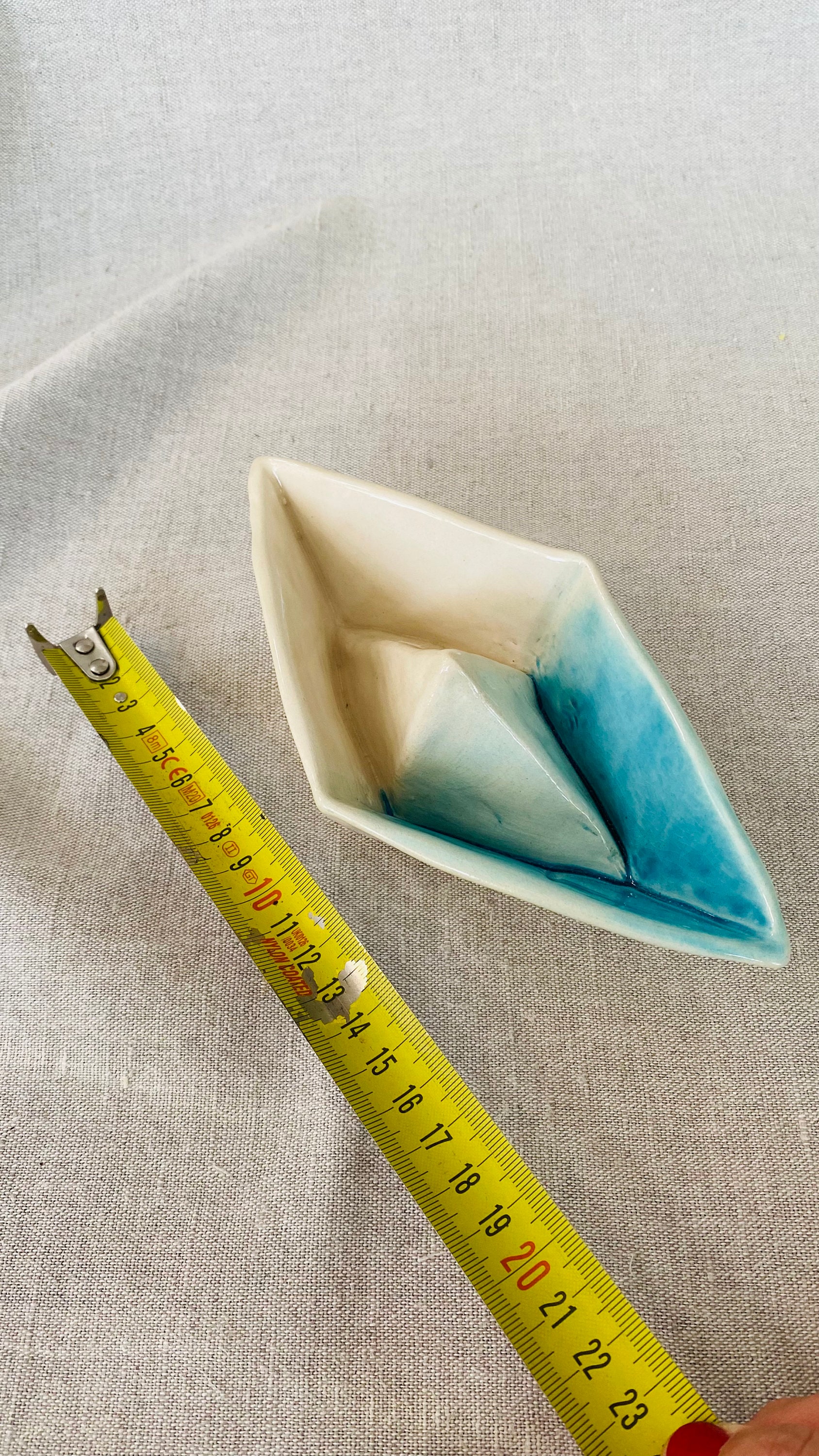Ceramic Paper Boat, Azure Paper Boat Art Object, Good Luck Paper Boat ...