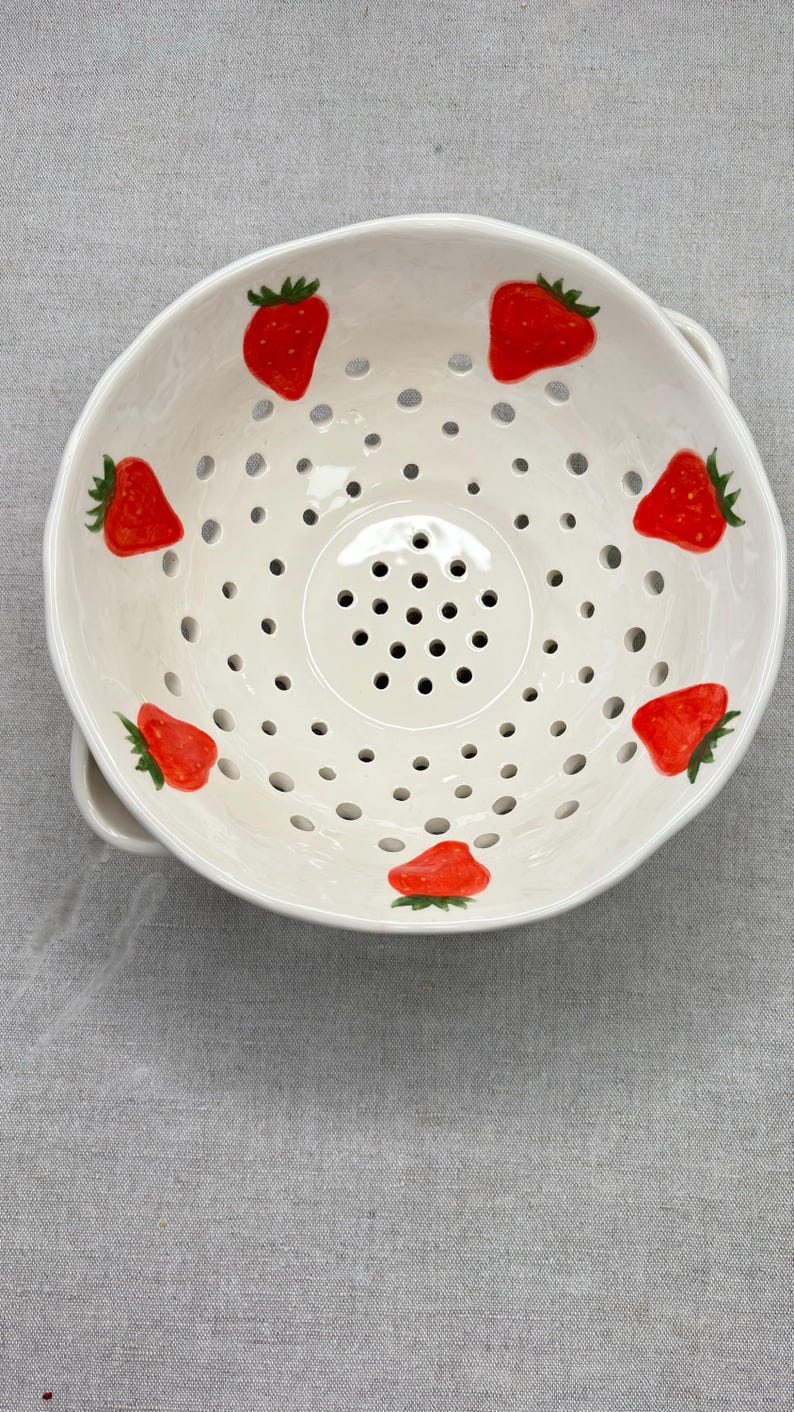 Handmade Ceramic Colander: Strawberry Design, Dishwasher Safe - Etsy