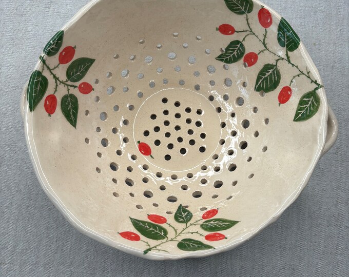 Honeycomb Colander in Speckled White Handmade Ceramic Strainer - Etsy