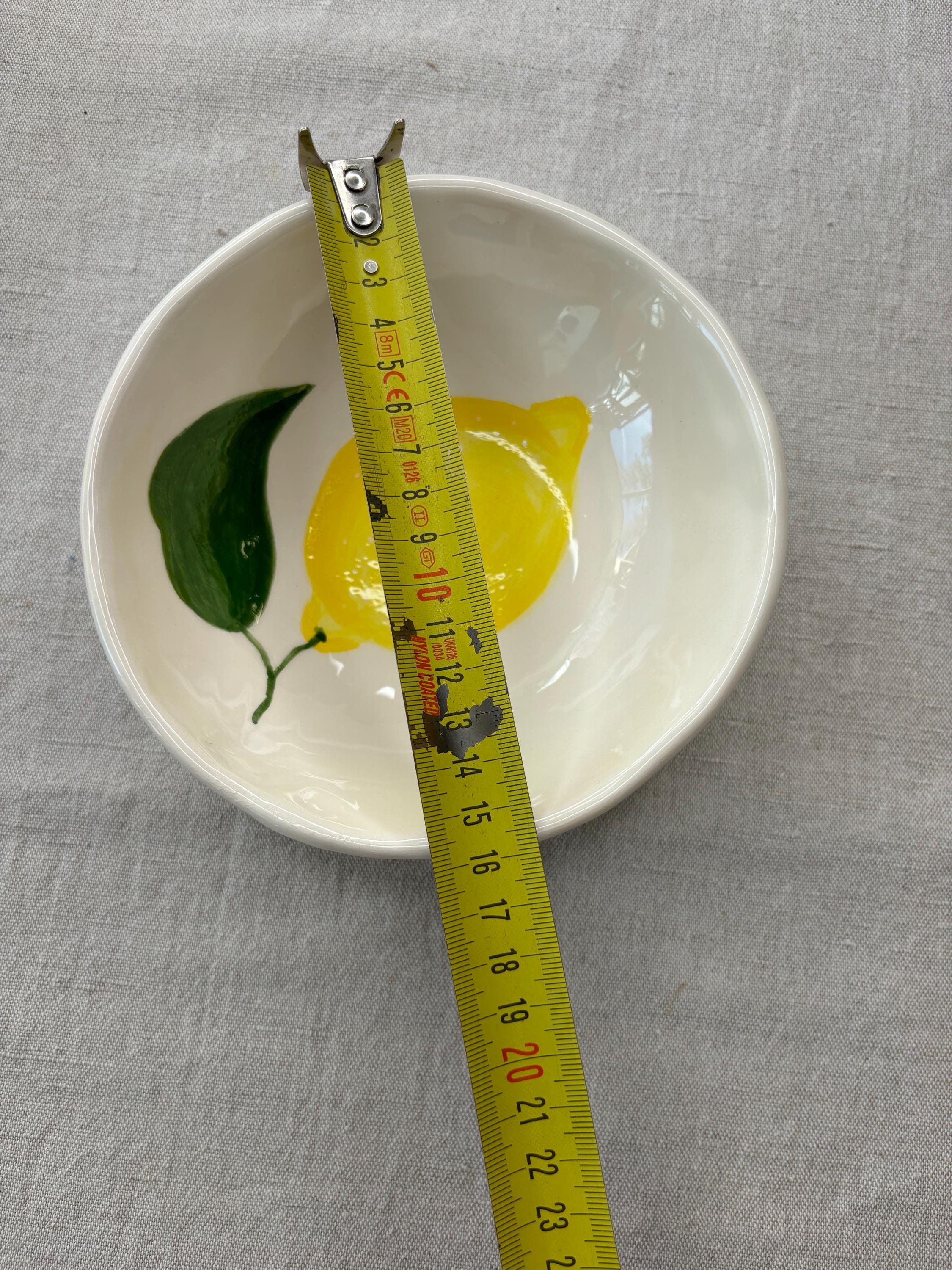 Handmade and Hand Painted Ceramic Bowl “lemon Party” Small - Etsy
