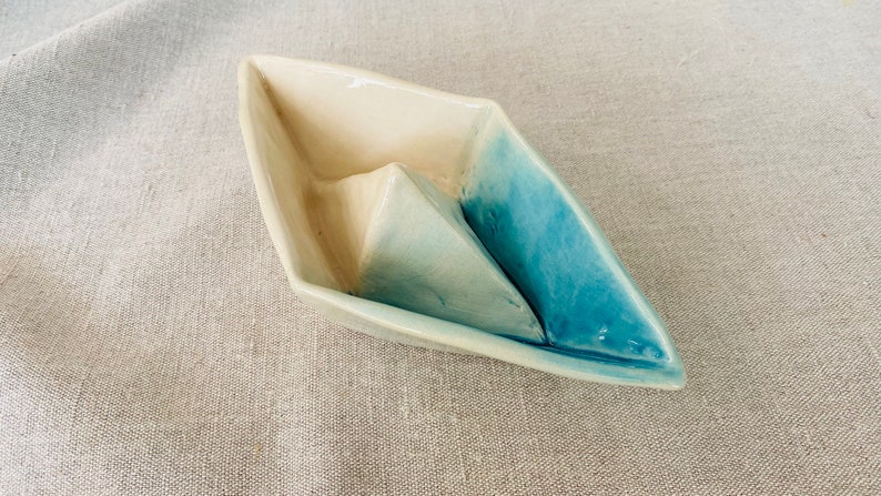 Ceramic Paper Boat Azure Paper Boat Art Object Good Luck - Etsy