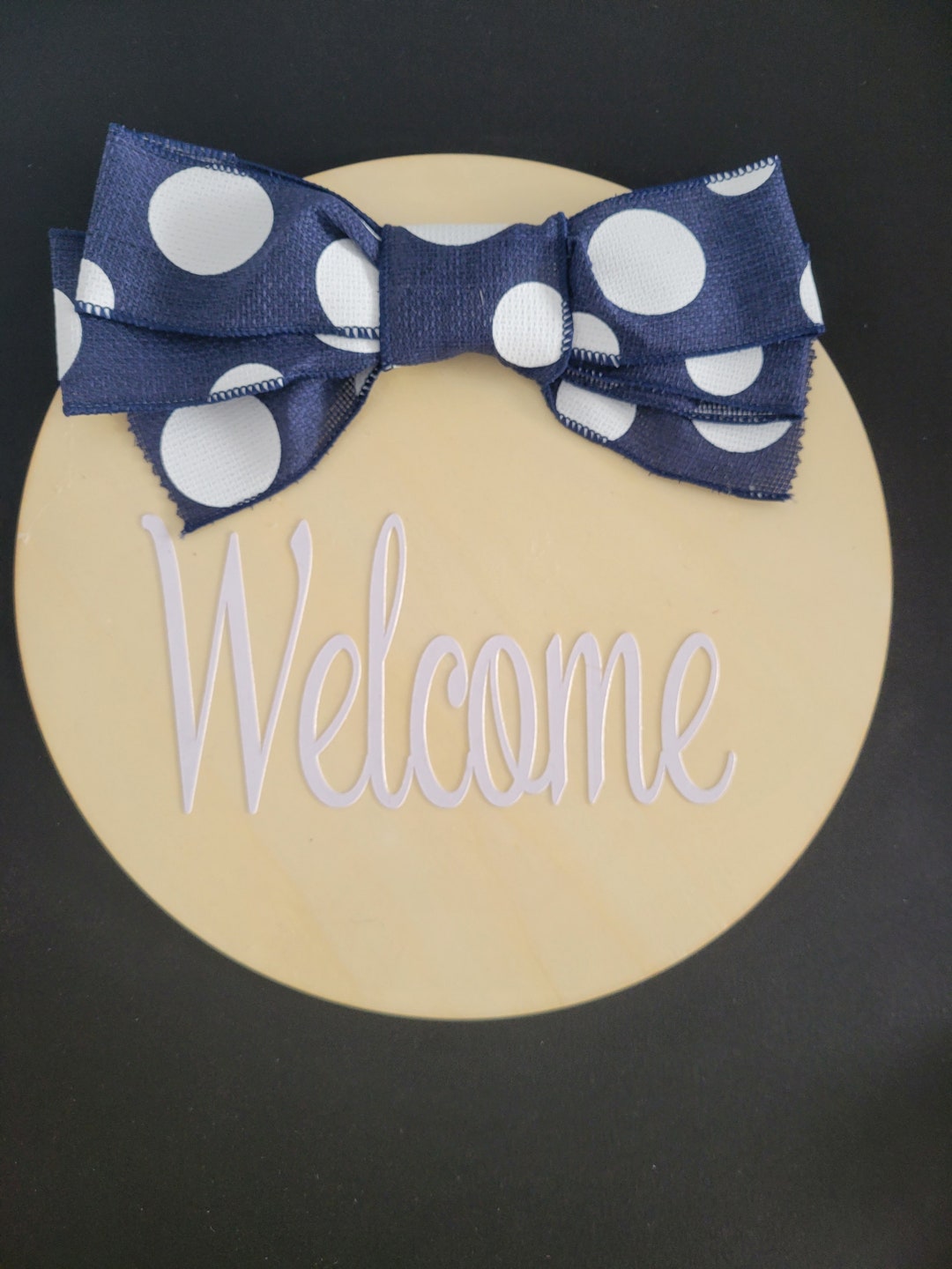 Navy & Whilte Polka Welcome Sign - Etsy
