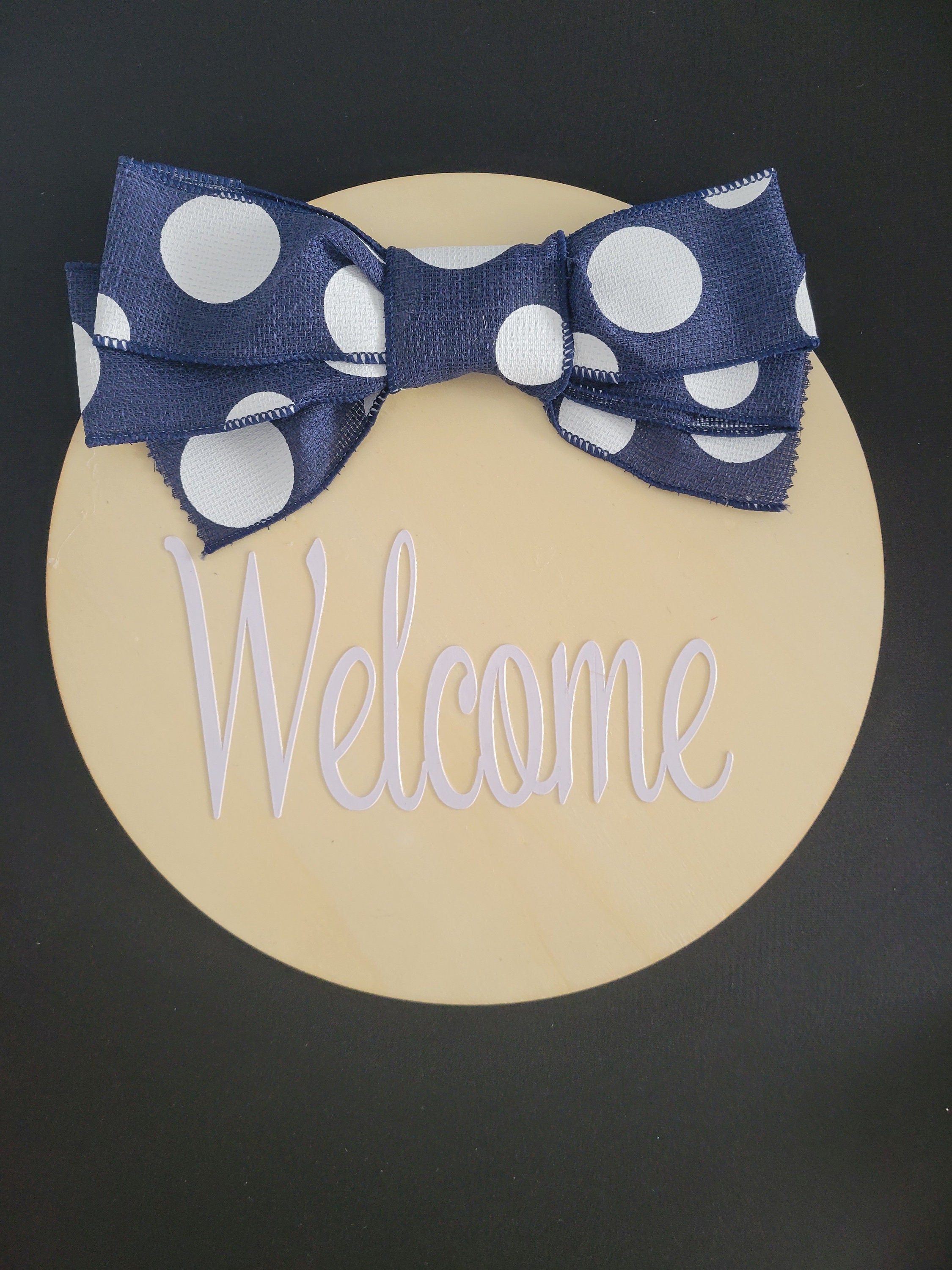 Navy & Whilte Polka Welcome Sign - Etsy