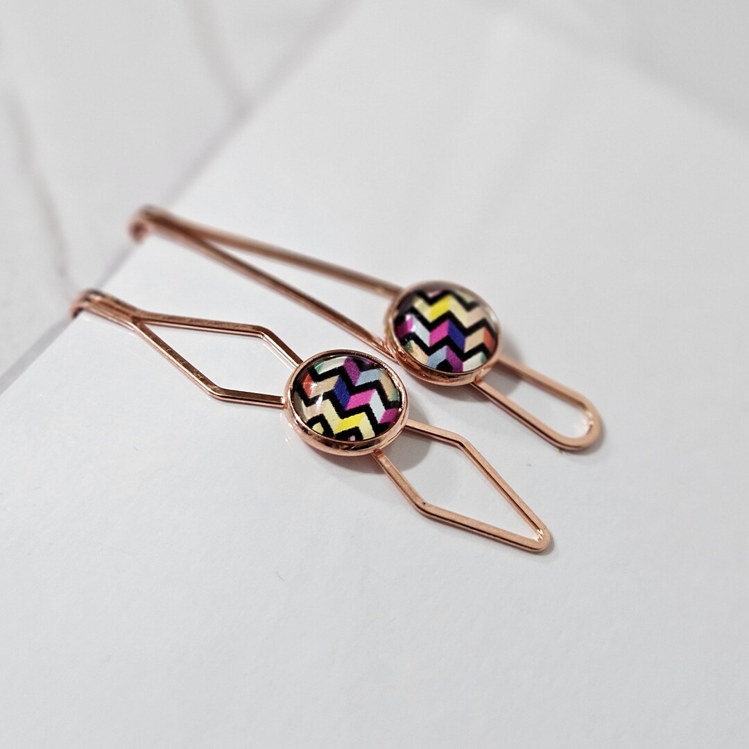 Trendy Bobby Pins Set | Patterned Bobby Pins Set of 2 | Handmade ...