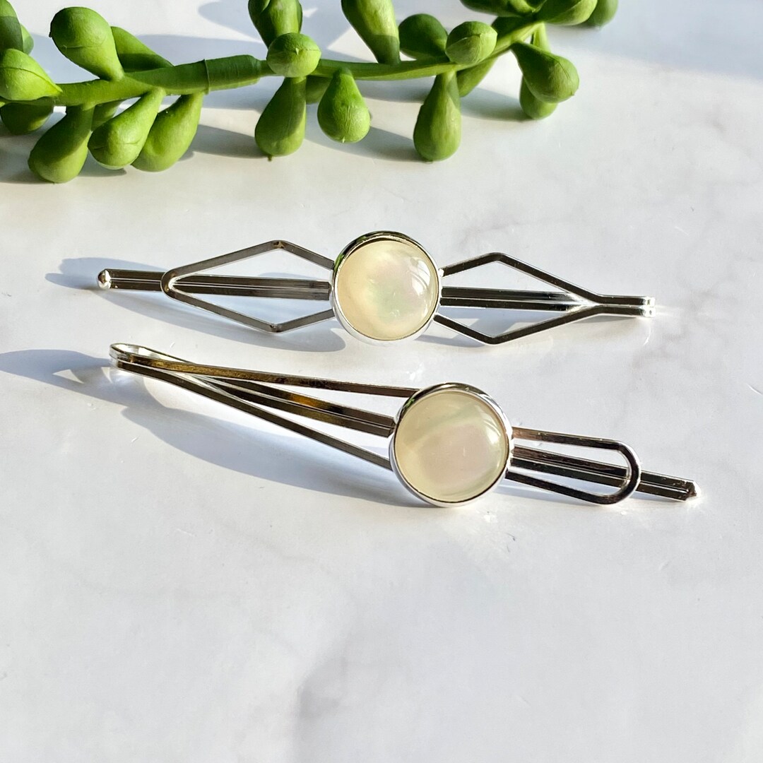 Silver Hair Slides: Decorative Bobby Pins With Stone Accents - Etsy