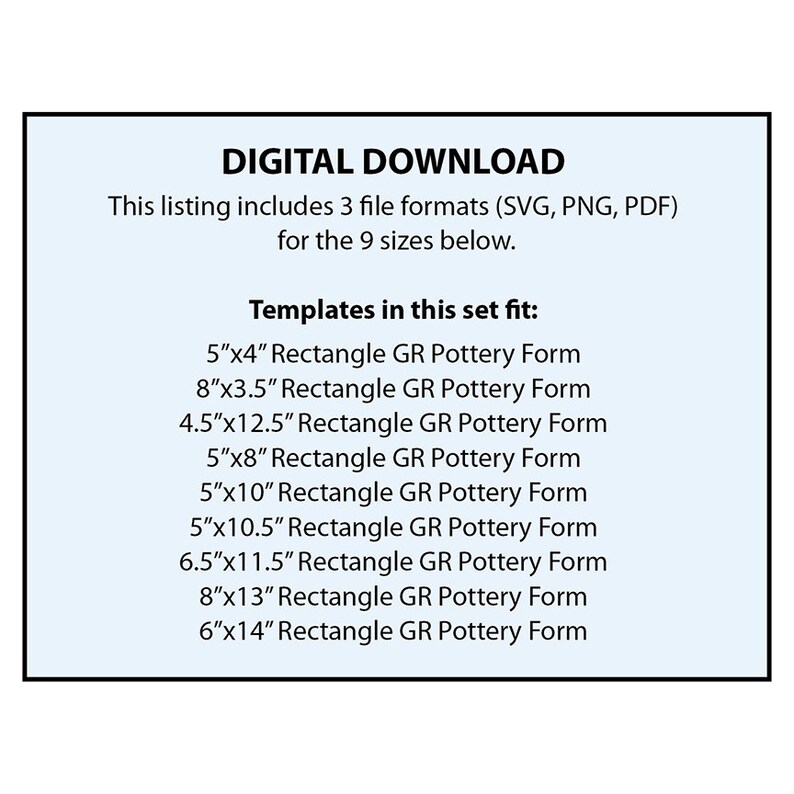 Rectangle Flourish 2 Digital Rim Template Set for Clay, Templates for ...
