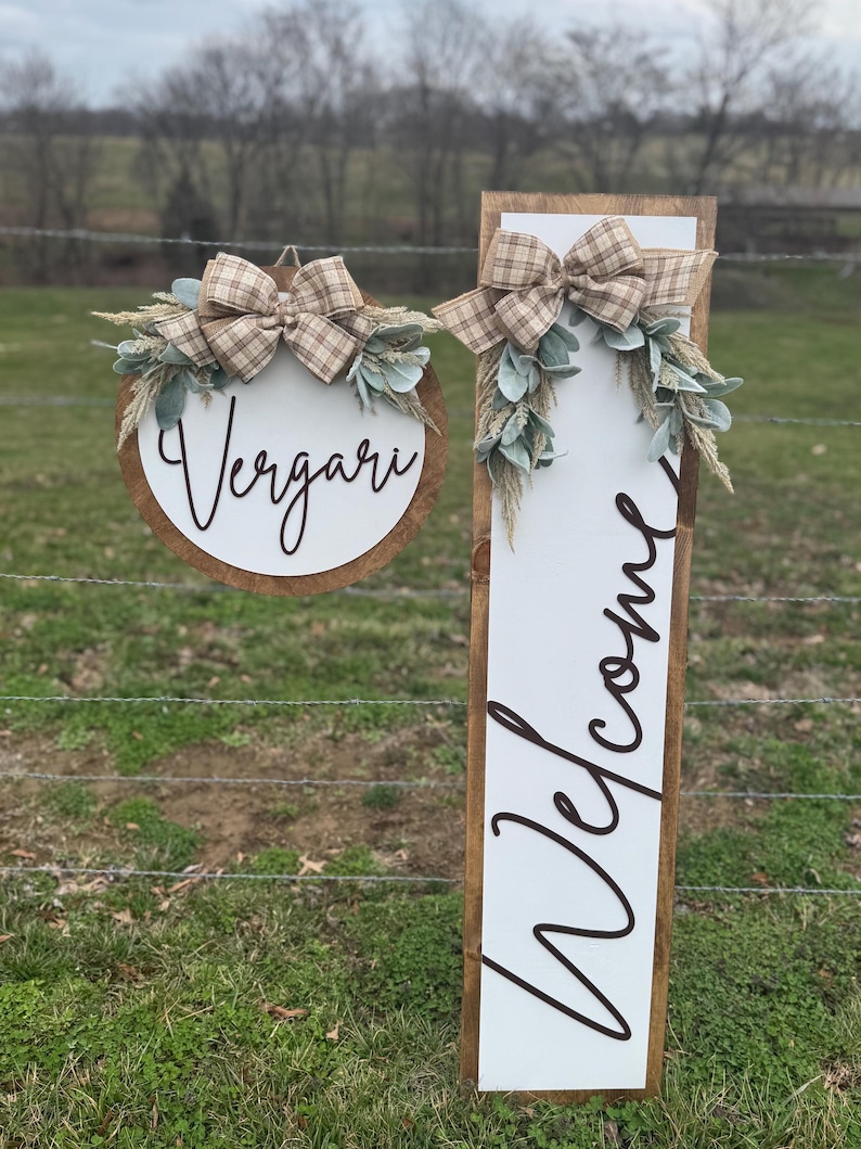 Neutral Boho Porch Set | Decor | Welcome | Door Hanger | Porch Leaner ...