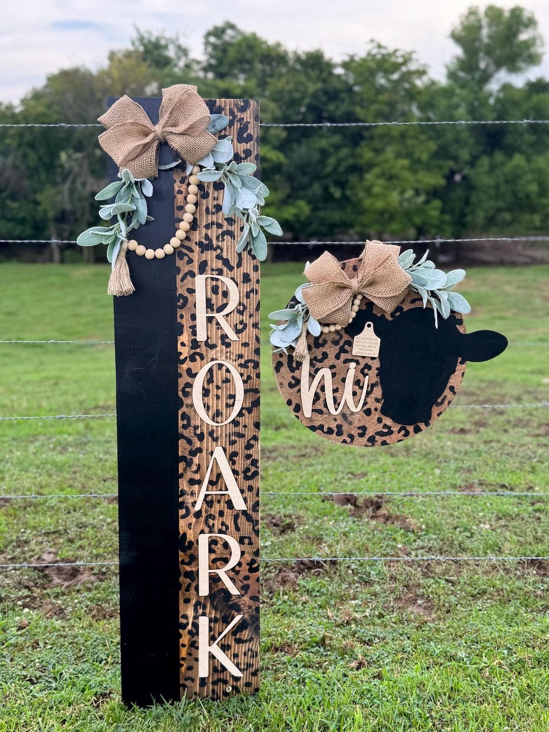 Cheetah Print Cow Porch Set | Decor | Welcome | Door Hanger | Porch ...