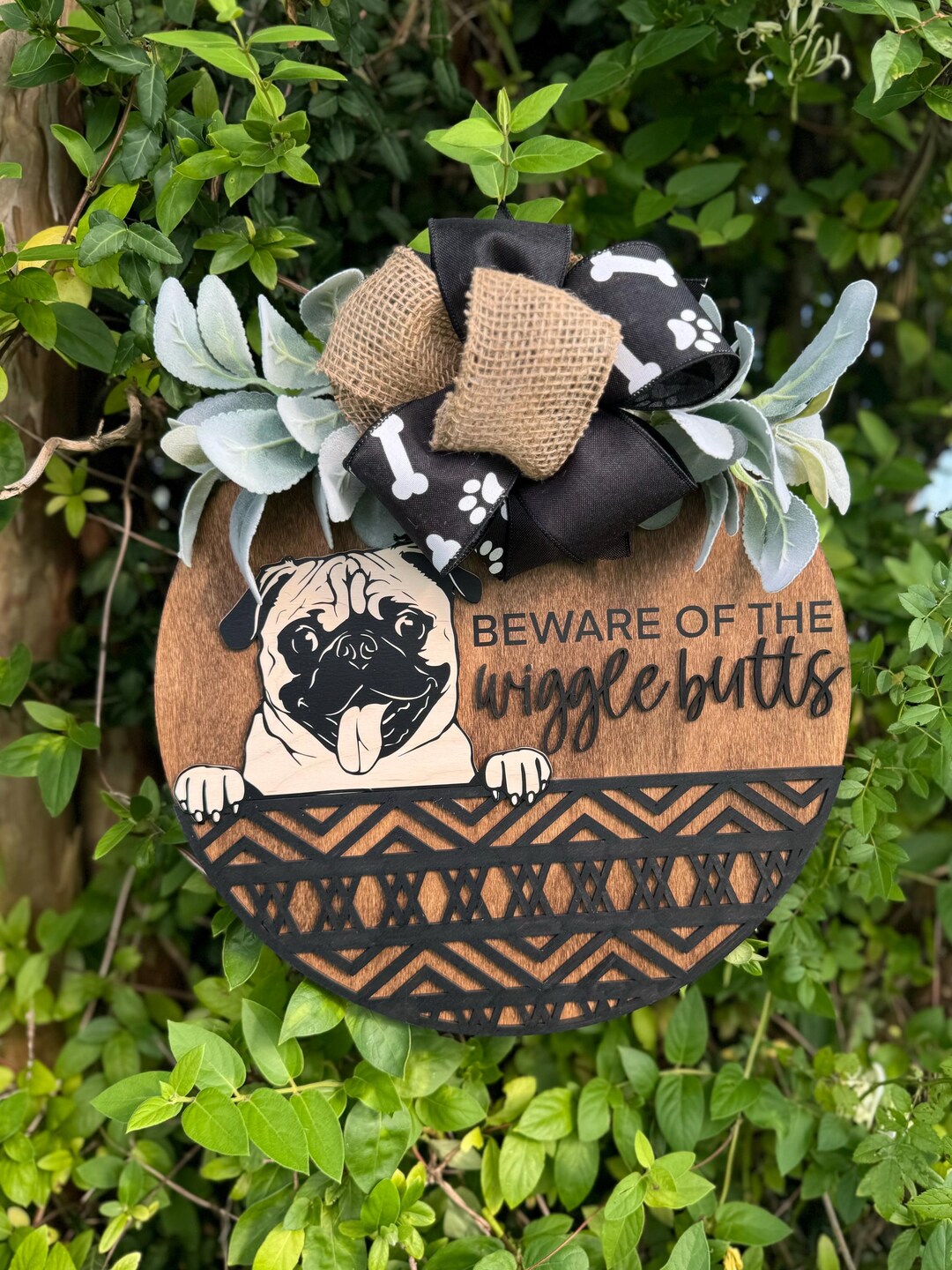PUG Beware of the Wiggle Butts Door Hanger | Dogs | Pet Friendly ...