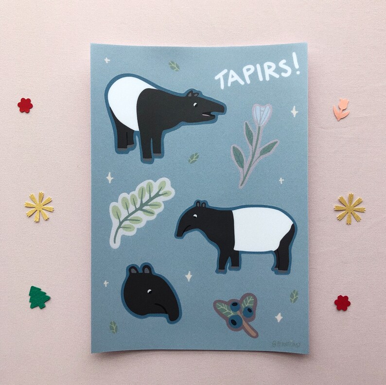 Tiny Tapirs Sticker Sheet - Etsy