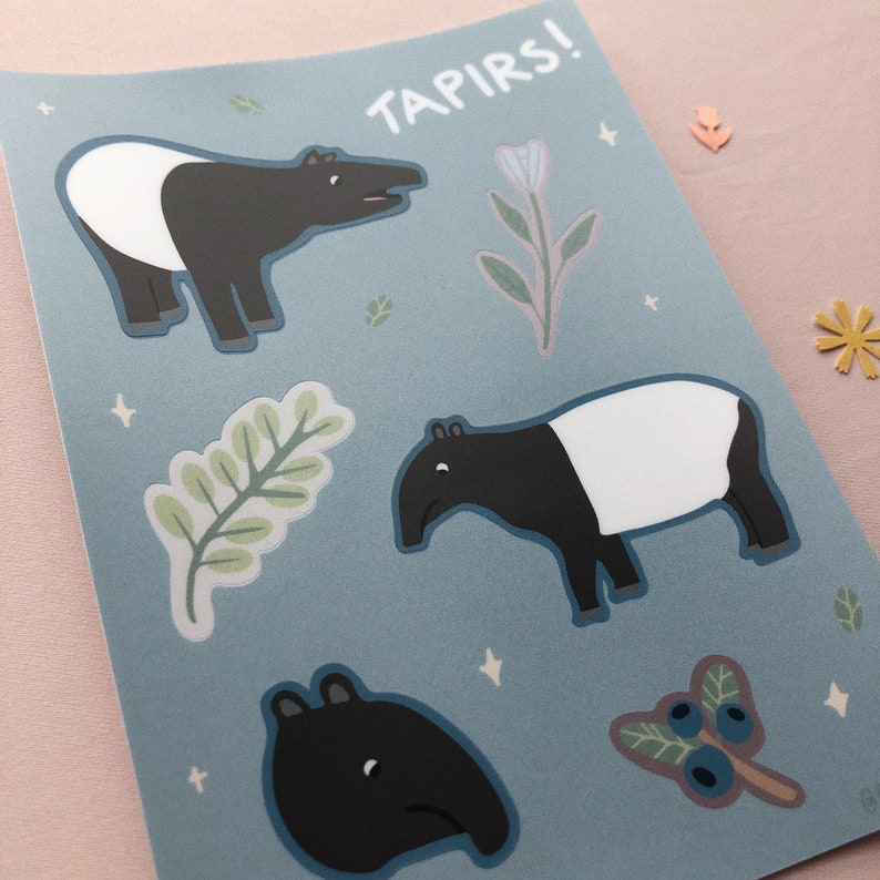 Tiny Tapirs Sticker Sheet - Etsy