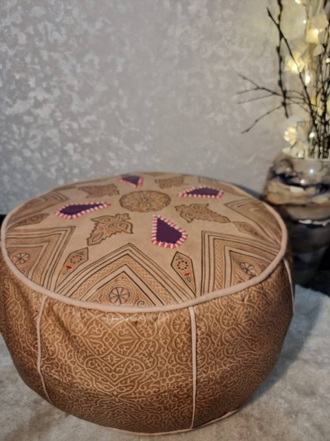 Unique Luxury Handmade Real Leather Stuffed Pouffe Footstool & Footrest ...