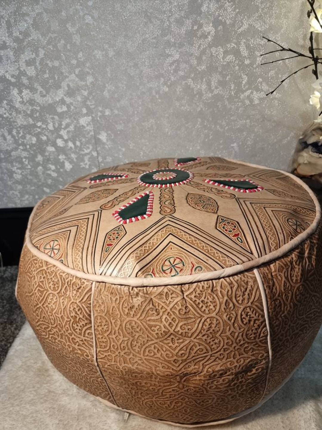 Unique Luxury Handmade Real Leather Ready Stuffed Pouffe Footstool ...