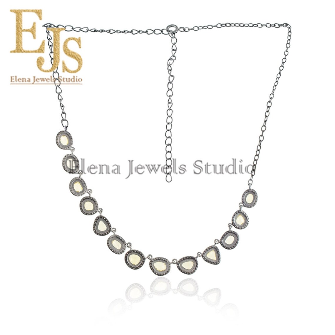 Pave Setting Diamond Chain Necklace, 925 Silver Beautiful Long Chain ...