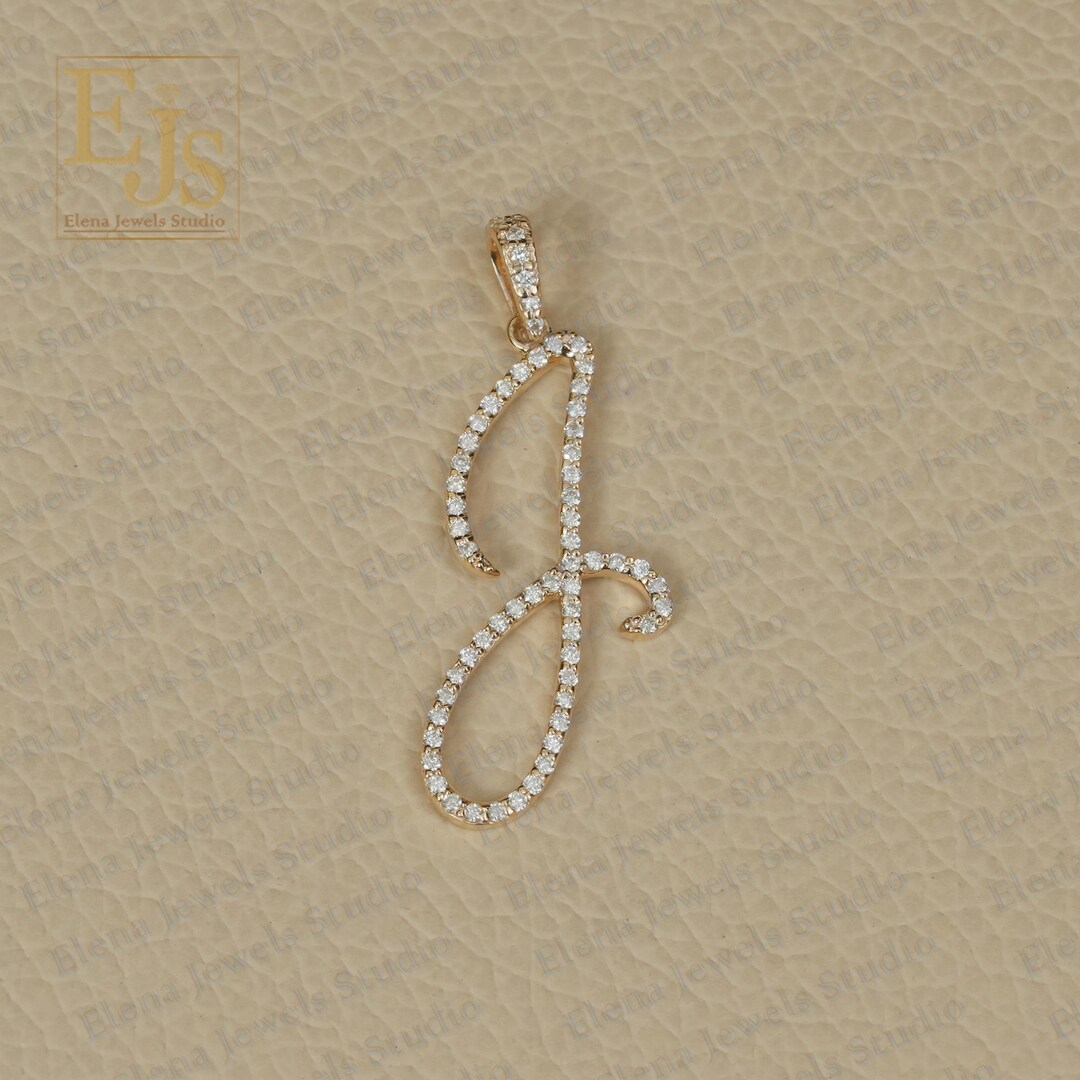 14K Gold and Diamond Pendant, Diamond and Gold Initial J Pendant, Daily ...