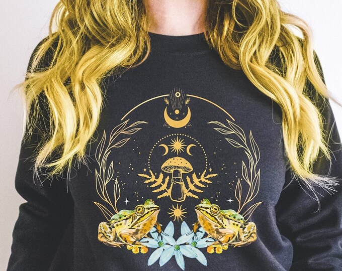 Toad Frog Sweatshirt, Cottagecore Clothing, Frogs Cottage Core Sweater ...