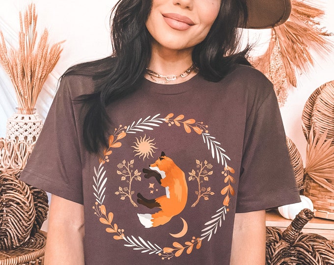 Cottagecore Fox Shirt, Cottagecore Clothes, Botanical Boho Nature T ...