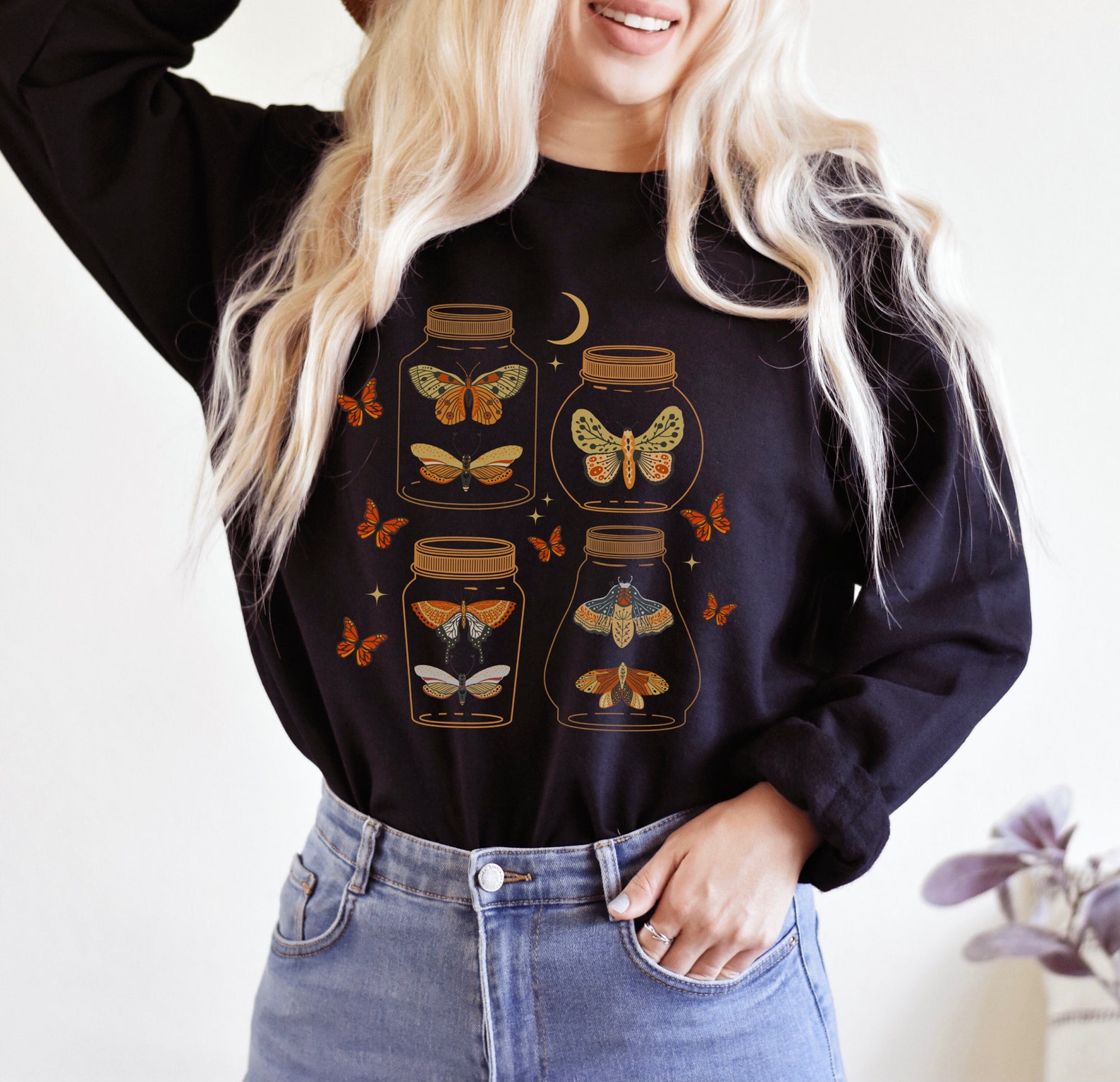 Insect in Jar Sweatshirt Luna Moth Butterfly Sweater - Etsy