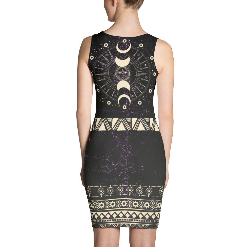 MOON PHASE DRESS Moth Dress Celestial Magic Dress Gothic - Etsy