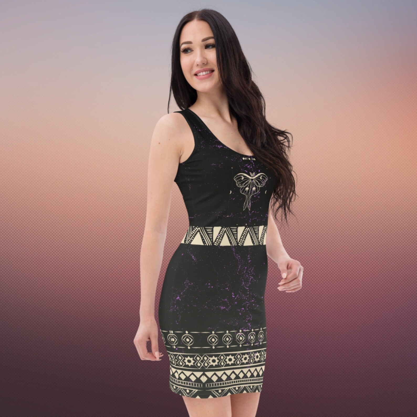 MOON PHASE DRESS Moth Dress Celestial Magic Dress Gothic - Etsy