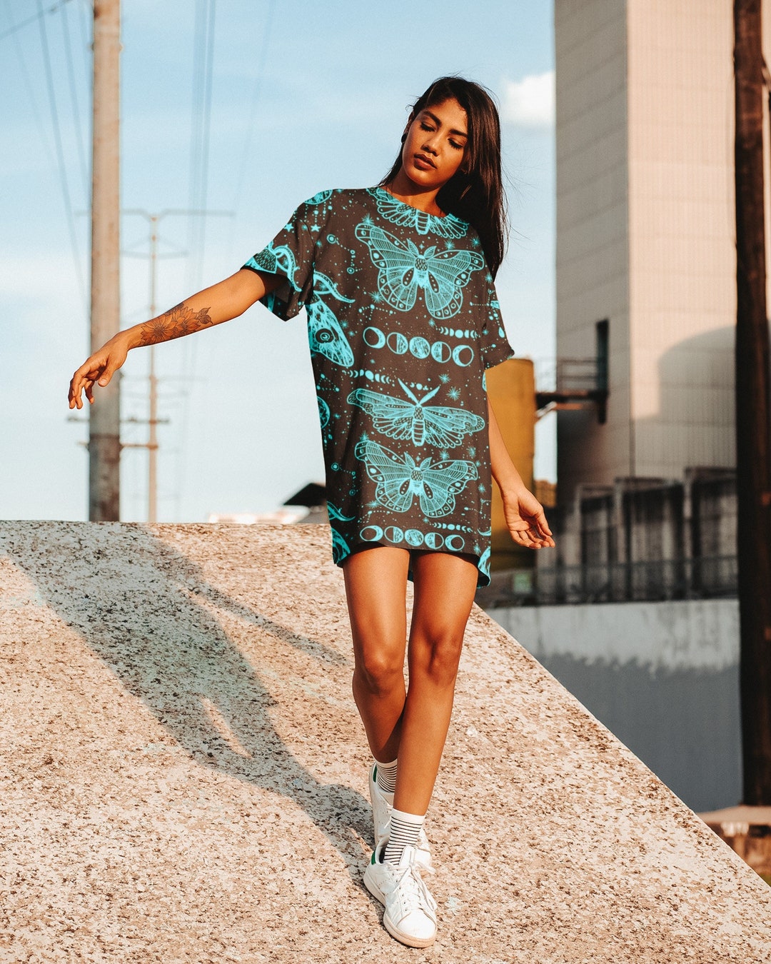 MOTH DRESS, Moon Phase Dress, Celestial Dark Academia Dress, Mystical ...