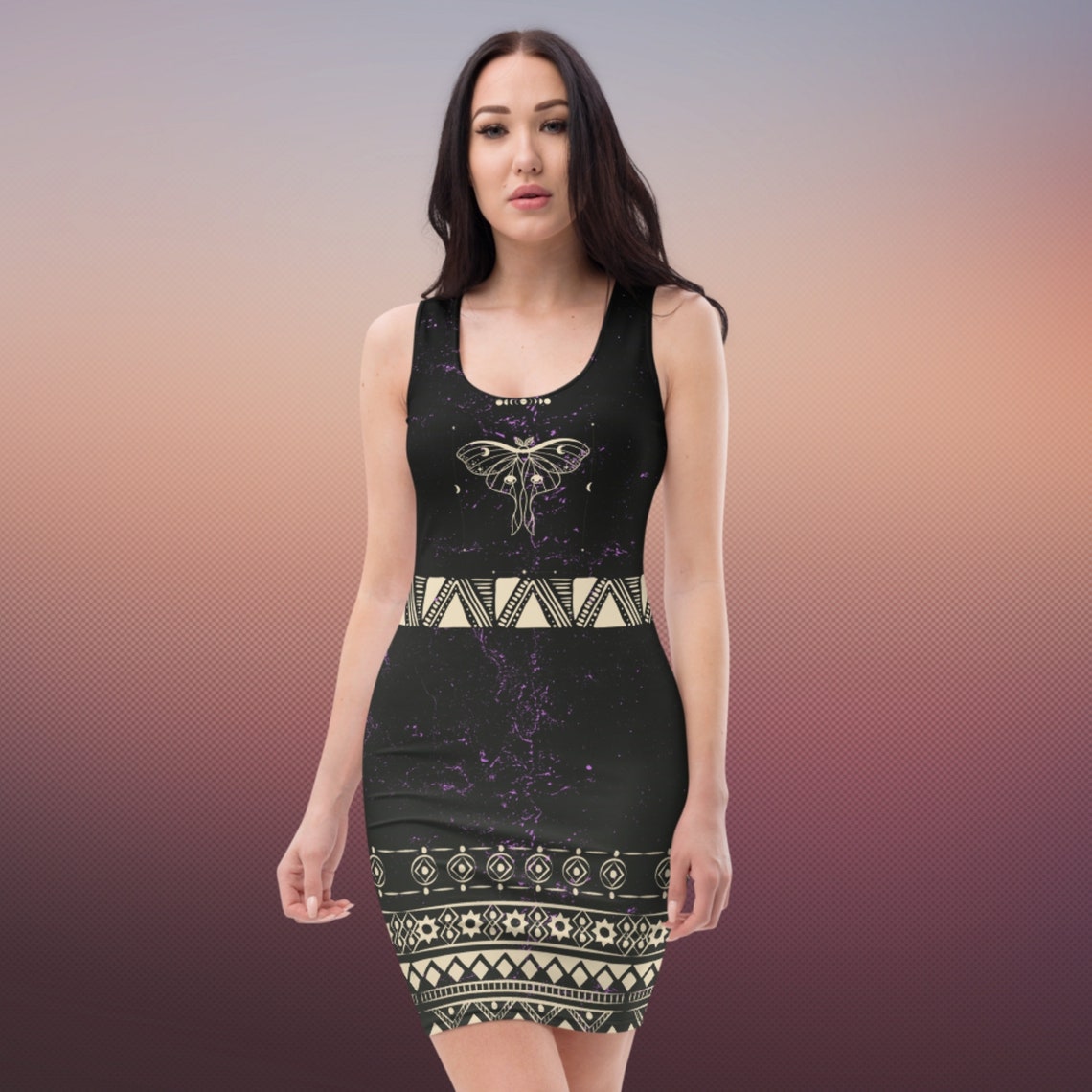 MOON PHASE DRESS Moth Dress Celestial Magic Dress Gothic - Etsy